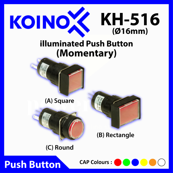 KOINO KH-516 Series (Ø16mm) illuminated Momentary Push Button | Lazada