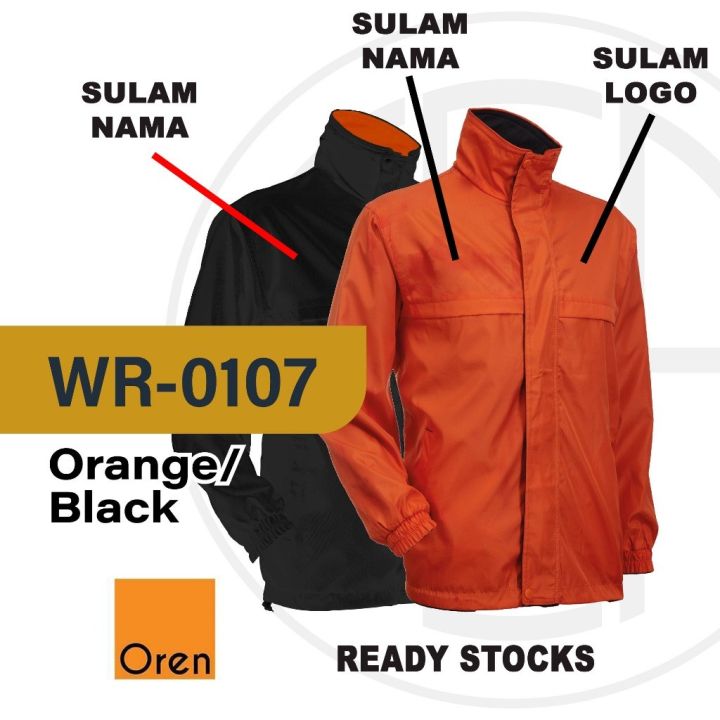 OREN SPORT WR01 Reversible Windbreaker Jacket - WARNA ORANGE/HITAM ...