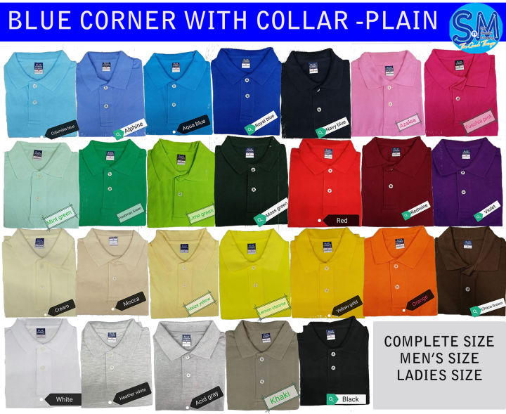 BLUE CORNER POLO SHIRT PLAIN WITH COLLAR FOR MEN AND WOMEN SIZE XS S M ...