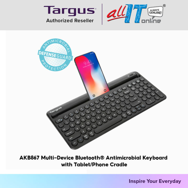 Targus Multi-Device Bluetooth® Antimicrobial Keyboard with Tablet ...