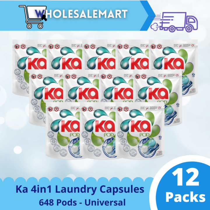 Ka 4in1 Laundry Capsules 54 Pods x 12 Packets Universal (Refill Pack ...