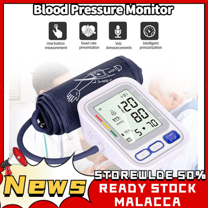 Electric Blood Pressure Monitor Automatic Digital LCD Monitor Heart ...