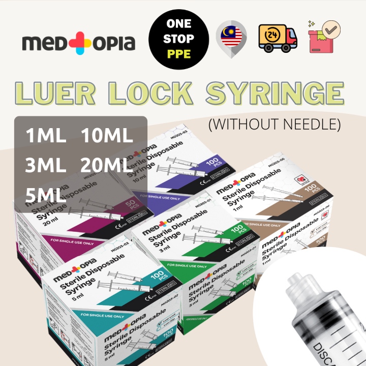 [OneStopPPE] M0203-02 Medtopia Syringe Luer Lock 5ml (without Needles ...