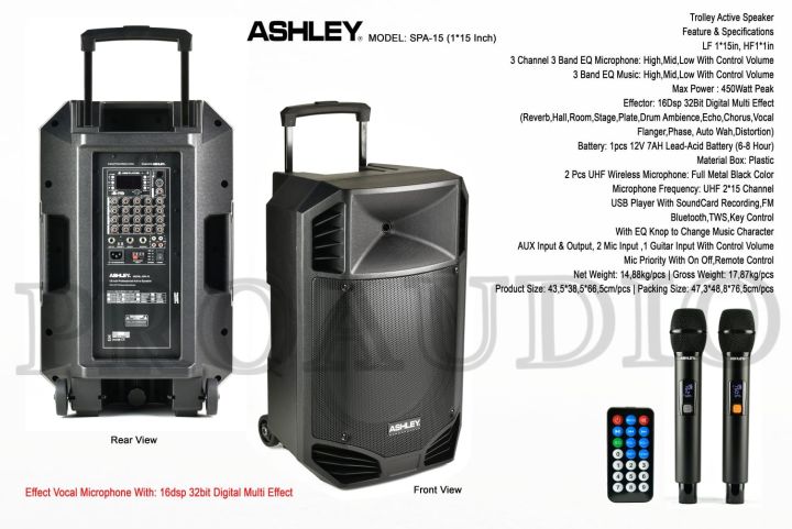 Speaker Portable ASHLEY SPA15 SPA 15 15inch Bluetooth Original | Lazada ...