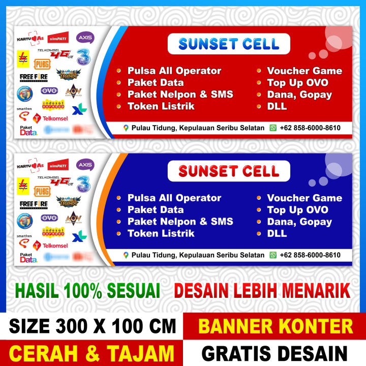 BANNER SPANDUK KONTER HP TERMURAH BERKUALITAS UKURAN JUMBO 3 METER ...