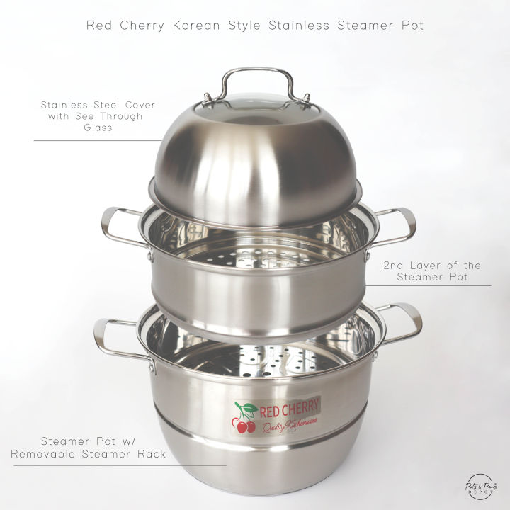 Red Cherry Korean Style Stainless Steamer Pot | Lazada PH