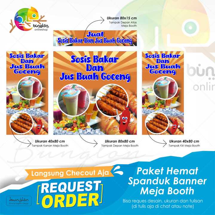 Spanduk Banner Meja Booth Jajanan Sosis Bakar & Jus Buah | Lazada Indonesia