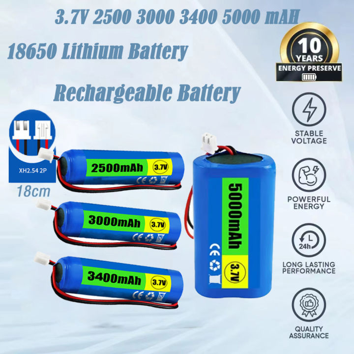 18650 Rechargeable Battery Lithium-lon 3.7V 2500 3000 3400 5000mAh ...