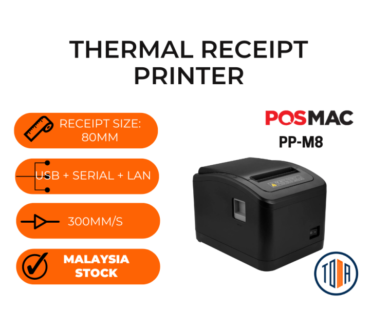 POSMAC PP-M8 Thermal Receipt Printer 80mm (USB+Serial+Lan) POS Printer ...