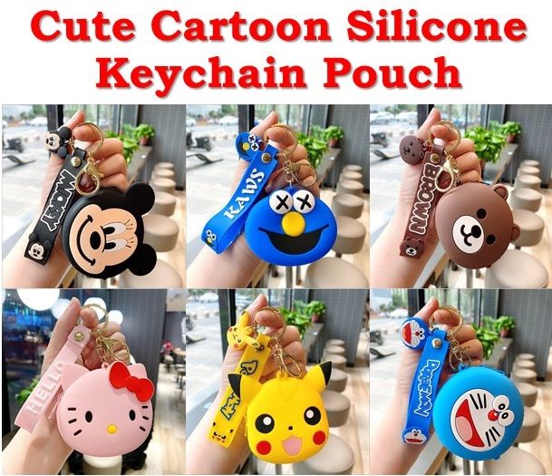 (SG Ready Stocks) Cute Cartoon Silicone Keychain Pouch / Trace Together ...