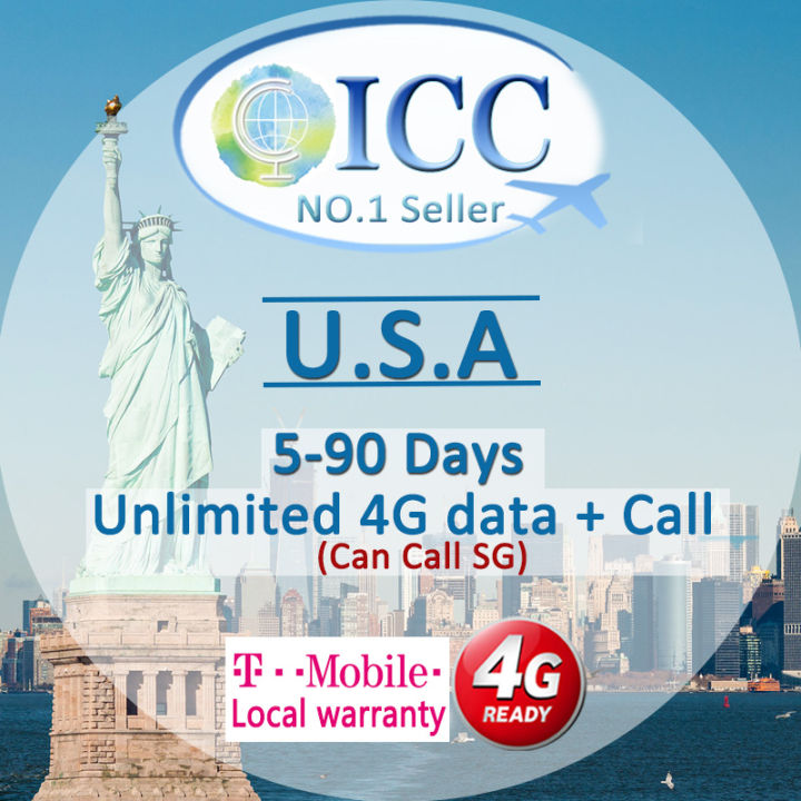 ICC USA 5-90 Days Unlimited 4G Data + Call (Can call back SG*)/T-mobile ...