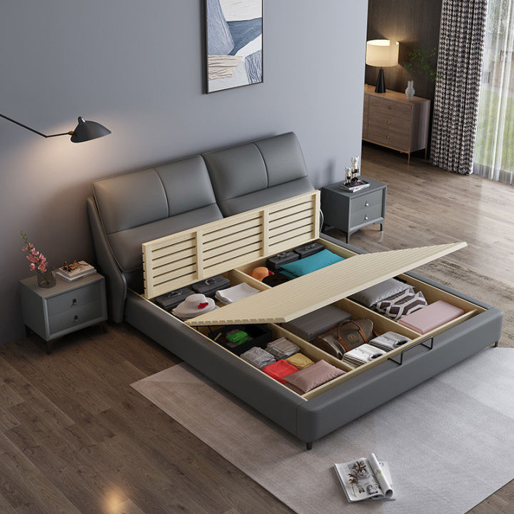 HDB Storage Bed Frame with Storage Drawers High Double Bed Bedframe ...