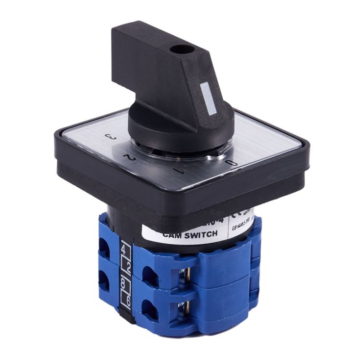 8 Terminals 5 Positions Master Control Rotary Cam Switch 20A Black+Blue ...