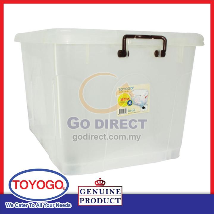 TOYOGO 74L Storage Box with Wheels Cover Clip Large Storage Container ...