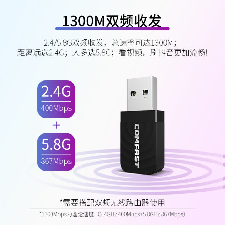 Win11 Gigabit 5G Driverless Wireless Network Card Desktop USB Adapter ...
