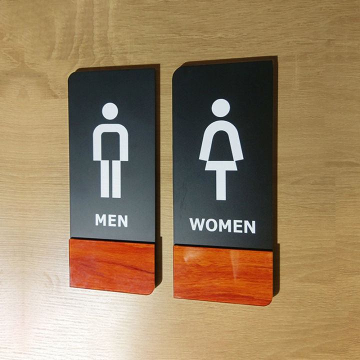 【HOMP】1PC Vintage Bathroom Door Signs Plaque Acrylic Toilet Signage Men ...