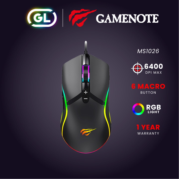 Gamenote Macro Gaming mouse RGB เมาส์เกมมิ่ง เม้าส์เกมมิ่ง เม้ามาโคร 6 ...