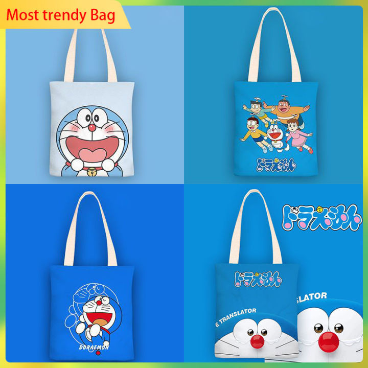 Japanese Cartoon Doraemon Tote Bag For Women Fashion With Zipper ...