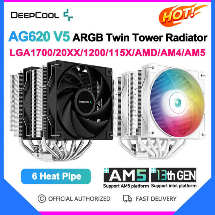 DEEPCOOL AG620 V5 ARGB 6 Heat Pipe Dual Tower CPU Air Cooler PWM CPU ...