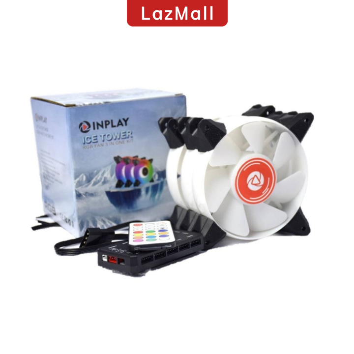 INPLAY Ice Tower RGB FAN 3 in 1 kit 120mm v2 set with remote hub and ...