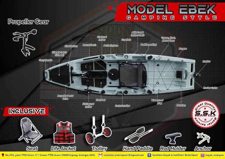 Kayak Fishing Model Ebek 10.8 Ft Single Seater On Top HDPE Meterial ...