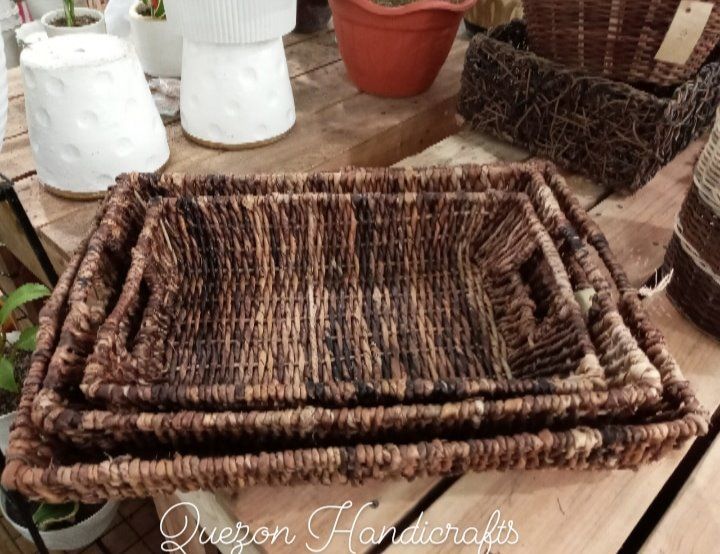 Quezon Handicrafts - Native Basket trays with handle | Lazada PH
