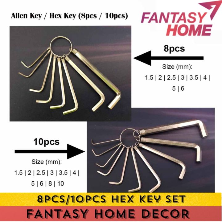 8PCS/ 10PCS Hex Hexagon Allen Key Wrench Set with Ring L Shape Hex ...