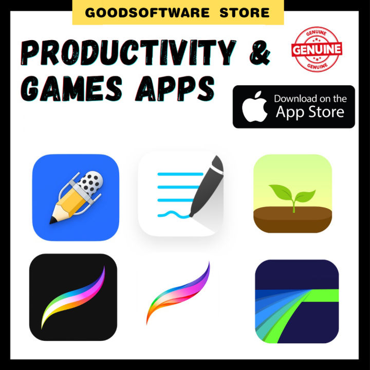 Procreate, GoodNotes 5, Notability, Lumafusion Apps (Genuine iOS App ... Procreate, GoodNotes 5, Notability, Lumafusion Apps (Genuine iOS App ...
