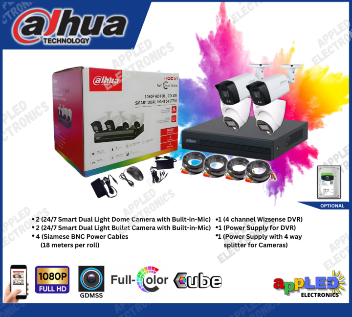 DAHUA SMART DUAL ILLUMINATORS FULL COLOR CCTV PACKAGE WITH AUDIO PICKUP ...