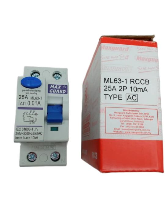 Maxguard 25A / 2P 10mA ELCB | Lazada