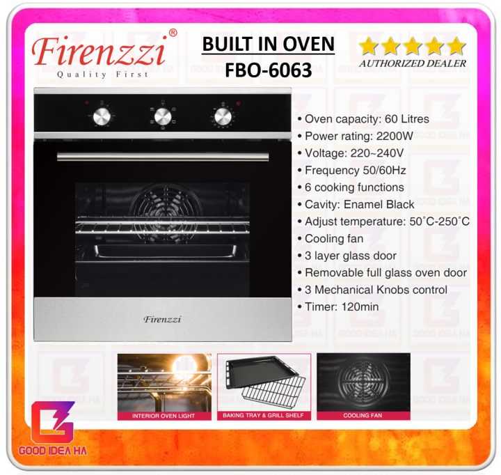FIRENZZI FBO-6063 Built-in Oven 60L with 3-layer glass door | Lazada