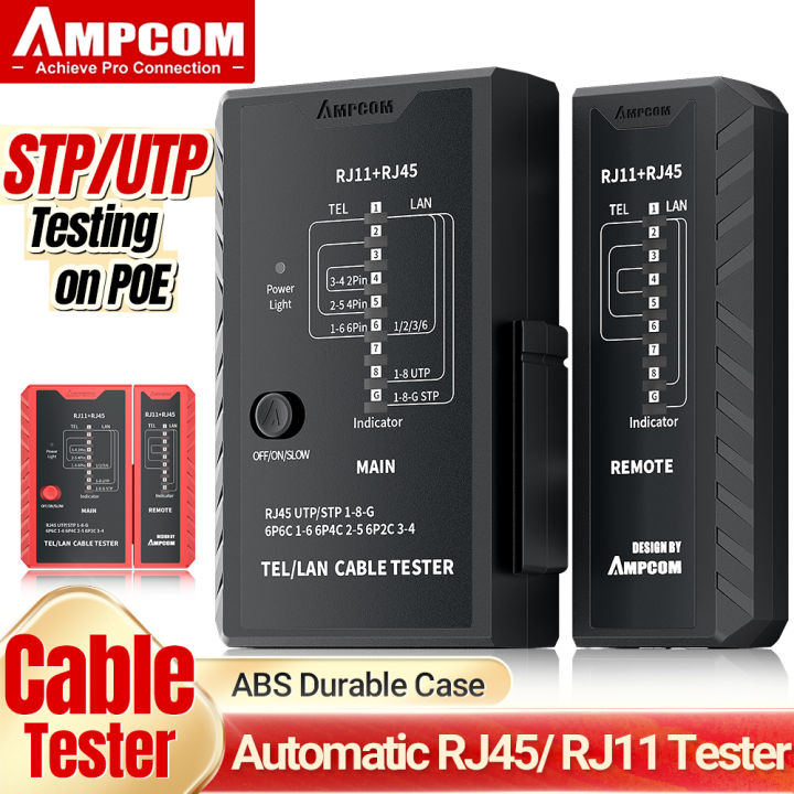 Ampcom Updated Network Cable Tester Lan Cable Test Support Poe Network Cable Tool For Rj45 Rj11