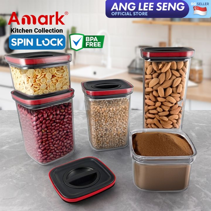 Amark Kitchen Collection Spin Lock Food Storage Container - Airtight ...