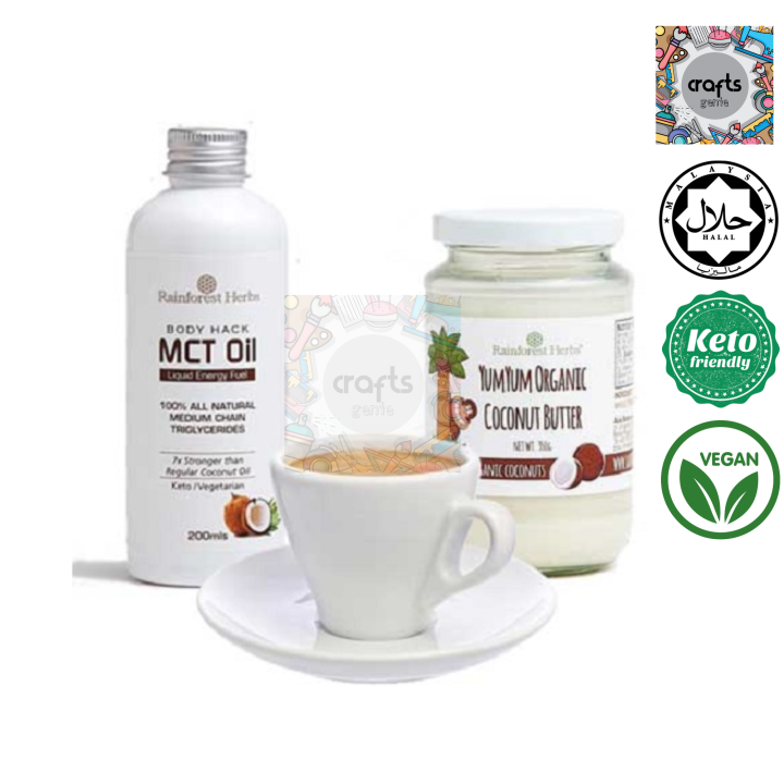 RAINFOREST HERBS Bulletproof Coffee / MCT Oil / Coconut Butter - Halal 生酮饮食 Zero Sugar Low Carb ...