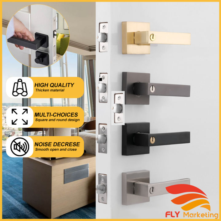 Door Lock Set Tombol Pintu Rumah Tubular Lever Cylindrical Cylinder ...