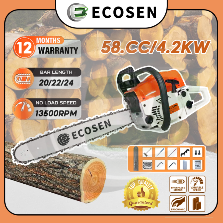 ECOSEN Mesin Potong Kayu/Chainsaw 2Tak Untuk/mesin gergaji 20/22/24"Alat Outdoor Mesin Gergaji ...