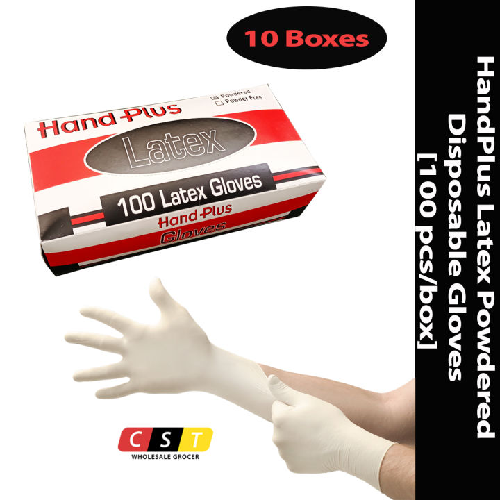 HandPlus Latex Powdered Disposable Gloves [100 pcs/box] [10 Boxes] | Lazada