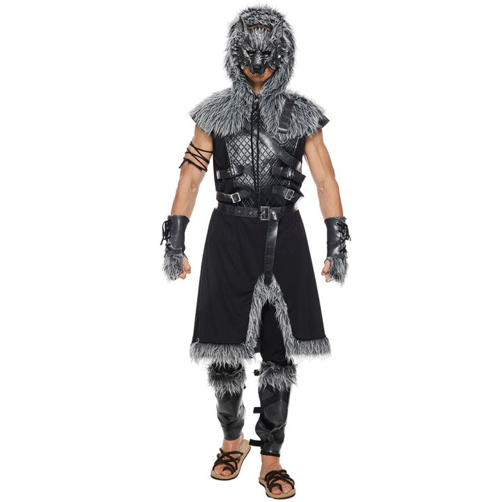 New Men Werewolf Costume Adult Viking Wolf Warrior Halloween Cosplay ...