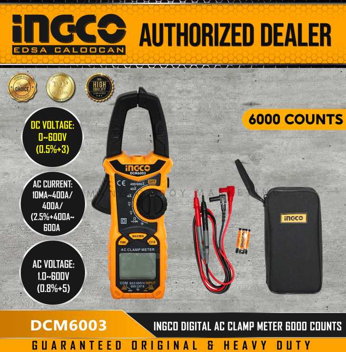 INGCO DIGITAL AC CLAMP METER 6000 COUNTS (DCM6003) | Lazada PH