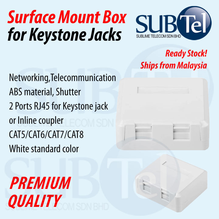 SenTec 2 Port Surface Mount Box for RJ45 Keystone Jack CAT7 CAT6 CAT6A ...