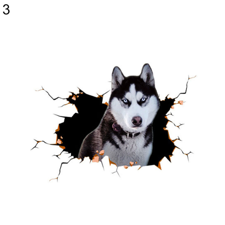 Stiker anjing lucu 3D aksesoris hiasan dinding rumah sticker hewan ...