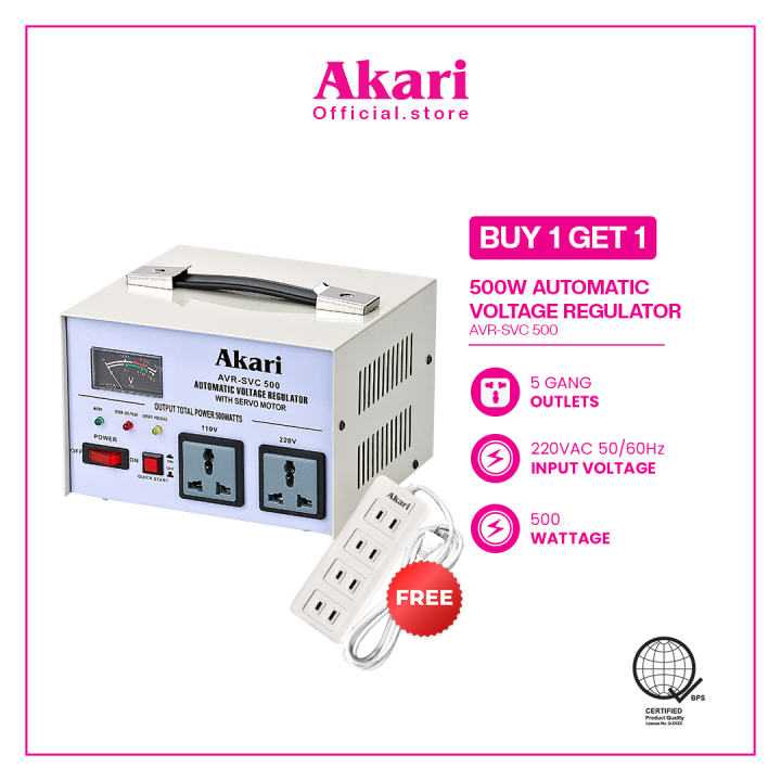 Akari AVR 500W Servo Motor (AVR-SVC 500) + FREE Akari 4 Gang Extension ...