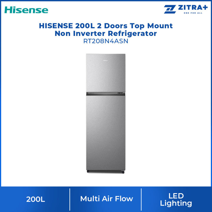 HISENSE 200L 2 Doors Top Mount Non Inverter Refrigerator RT208N4ASN ...