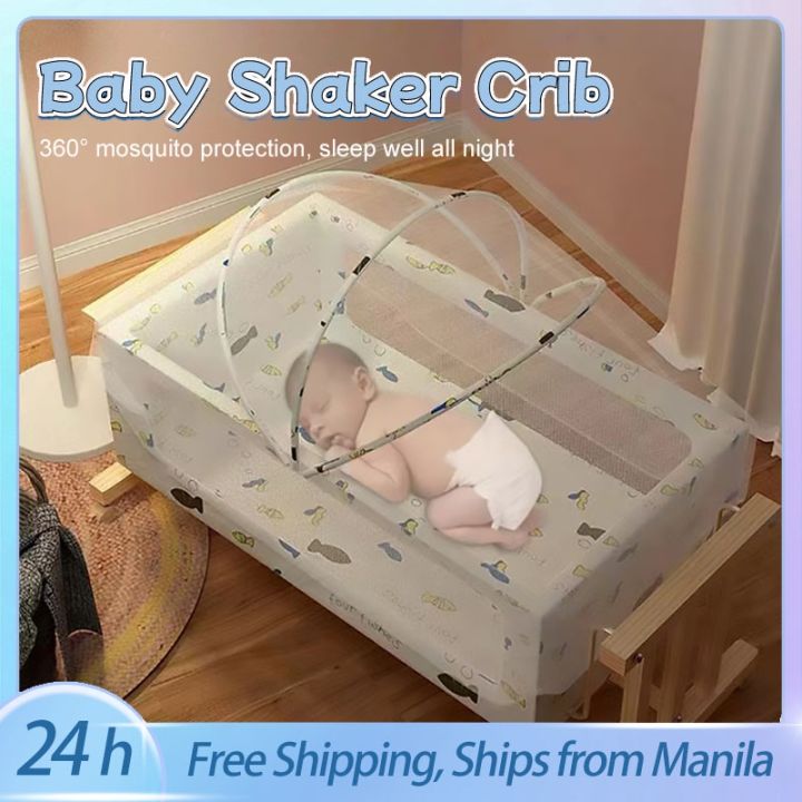 Baby Shaker Crib&Bed Wood Crib Portable Baby Cradle Bed Crib Can Swing ...