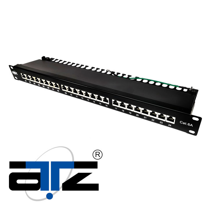 ATZ Cat 6A 19" 1U 24 Ports Shielded Patch Panel Krone/110 type, Cat 6A ...