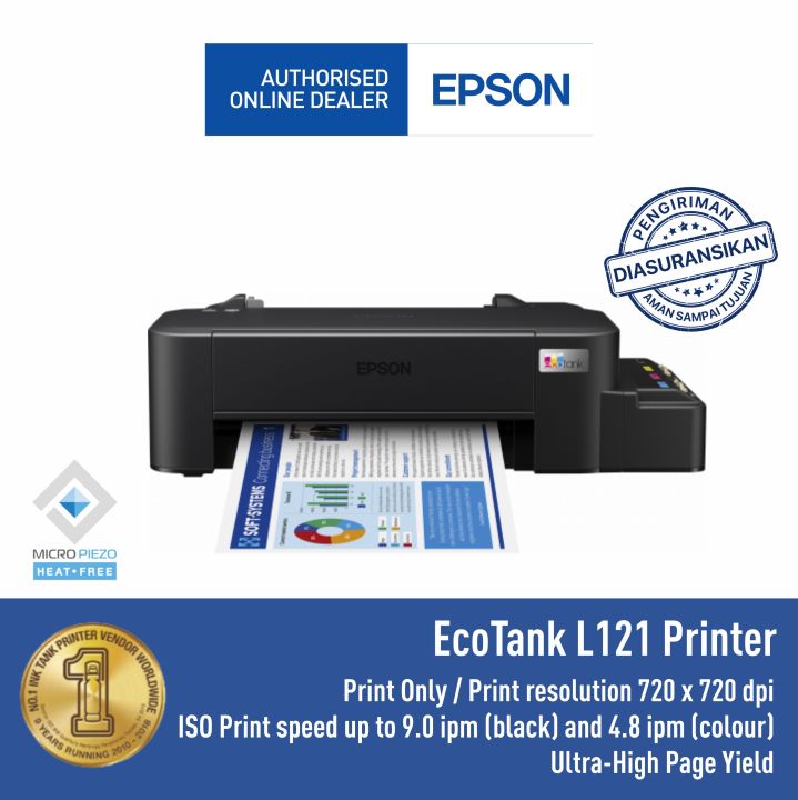 Printer EPSON L121 L-121 L 121 Printer Cetak A4 Garansi Resmi Pegganti ...