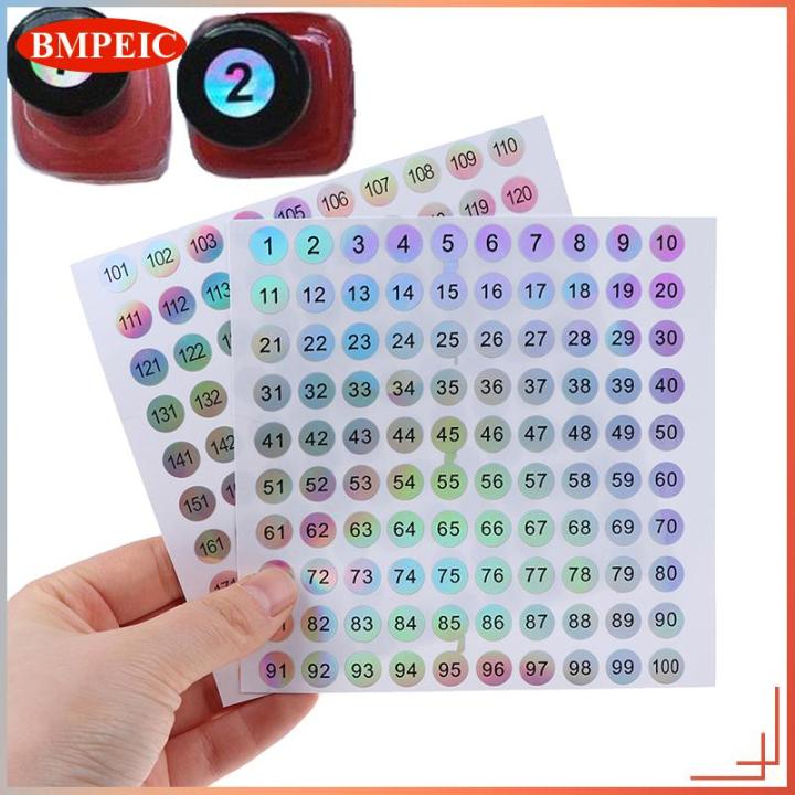 BMPEIC กันน้ำหมายเลข1-200ป้ายเลเซอร์สติ๊กเกอร์จำนวนลิปสติกยาทาเล็บ ...