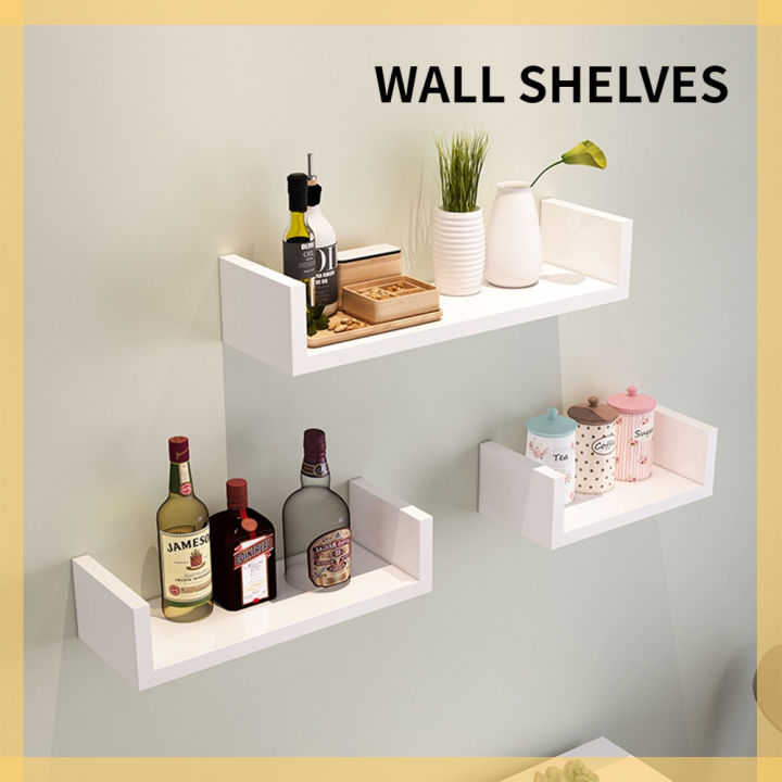 3PCS Wall Shelves Wooden Floating Space Saver Book Shelf Storage Rack ...