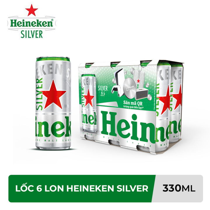 LỐC 6 LON BIA HEINEKEN SILVER 330ML | Lazada.vn
