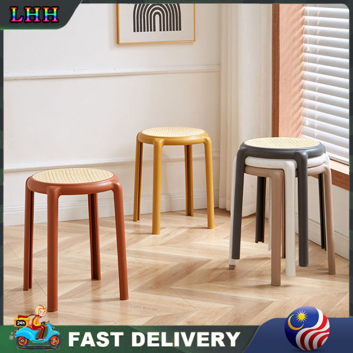 Stool Chair Nordic Style Plastic chair PE Plastic Living Room Round ...